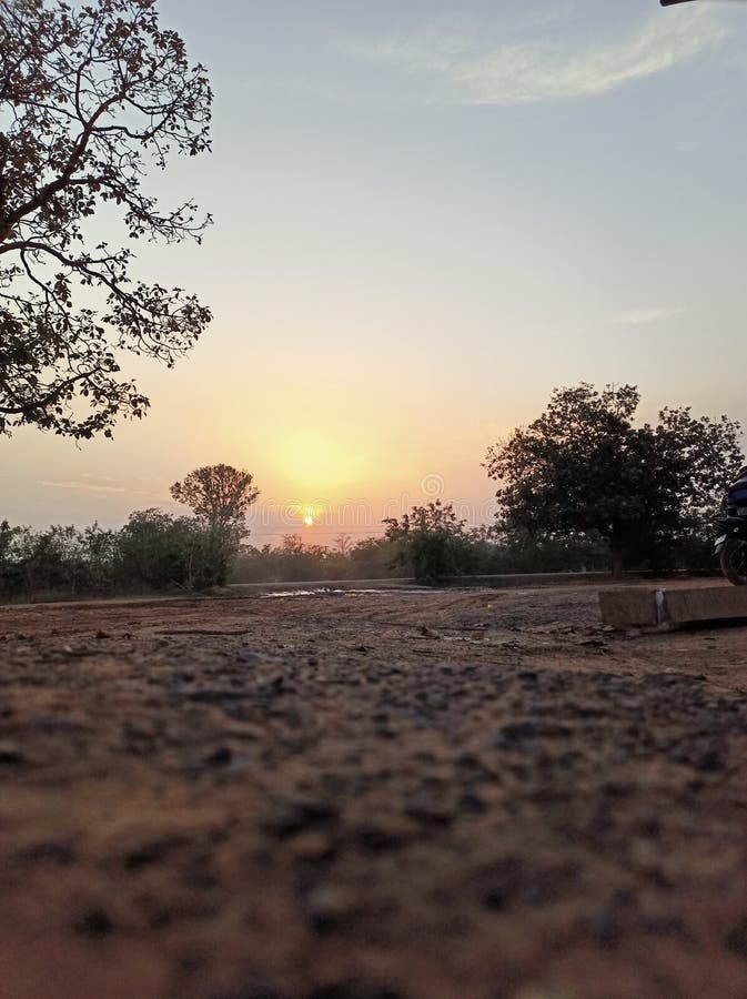 The Sunset is Very Beautiful and Nice Shadows on the Lake Stock Image ...