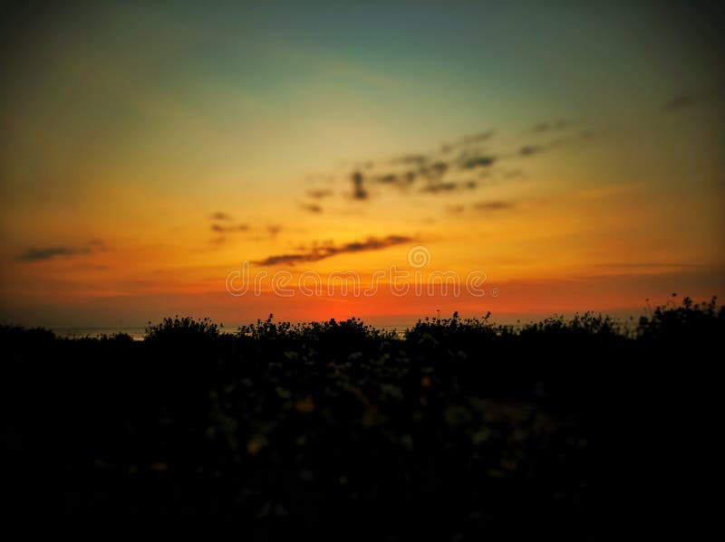 The Sunset is Very Beautiful and Nice Shadows on the Lake Stock Image ...