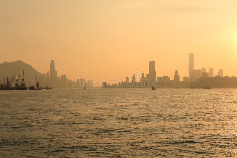 The Sunset of Victoria Harbour, Hong Kong 5 June 2012 Editorial Stock ...