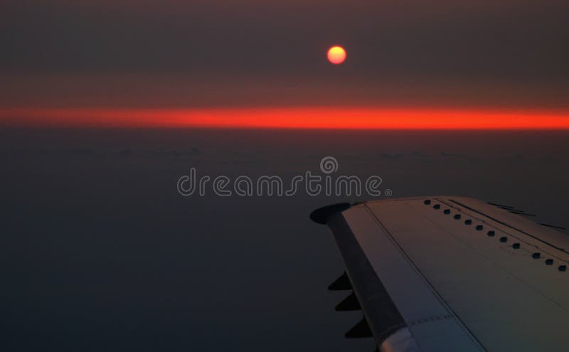 Sunset View from Airplane stock image. Image of concept - 7501281