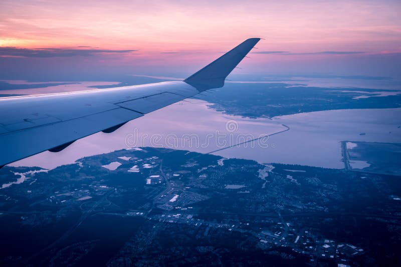 Sunset View from Airplane Window Stock Photo - Image of east, travel ...