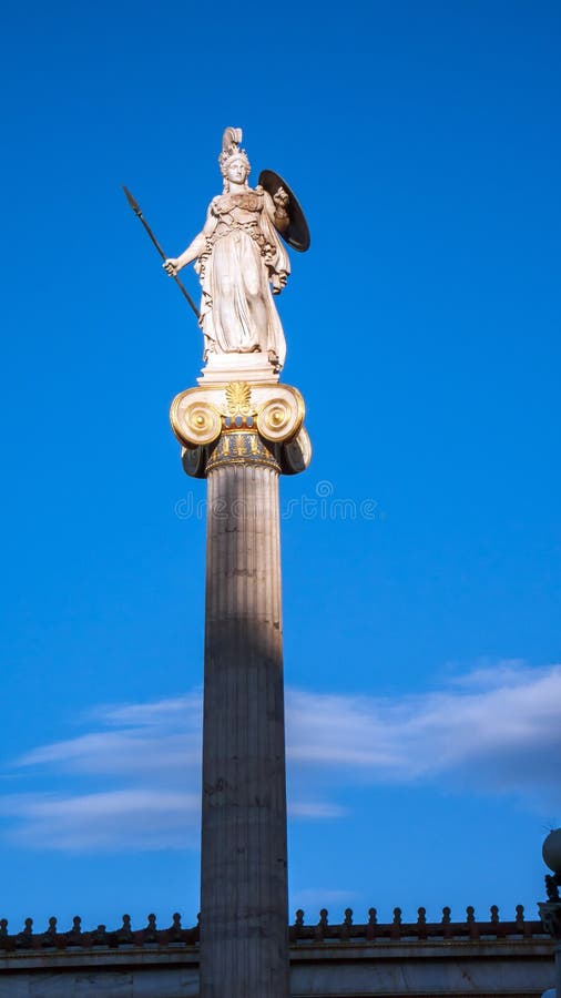 Statue of Athena at Athens stock image. Image of column - 14304323