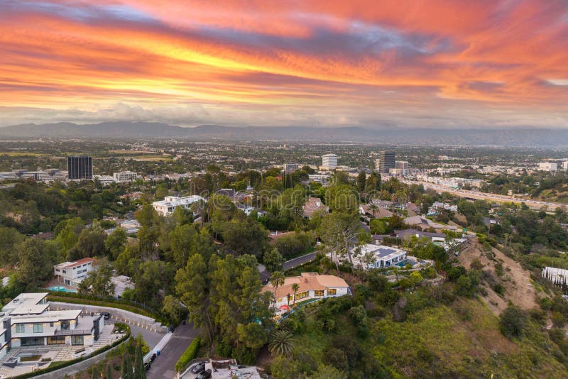 Sunset view atop hills stock photo. Image of sunset - 306674362