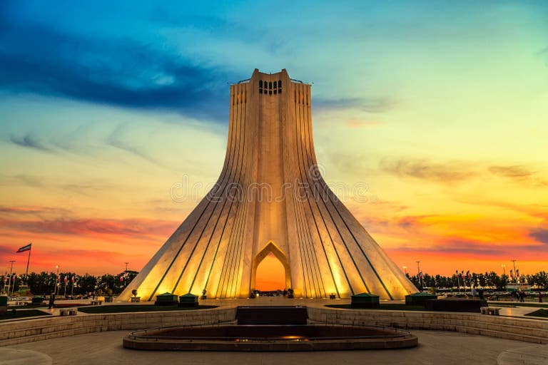 Sunset View of Azadi Tower Freedom Tower in Tehran, Iran Stock Image ...