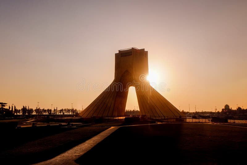 Sunset View at the Azadi Tower. Stock Photo - Image of city, landmarks ...