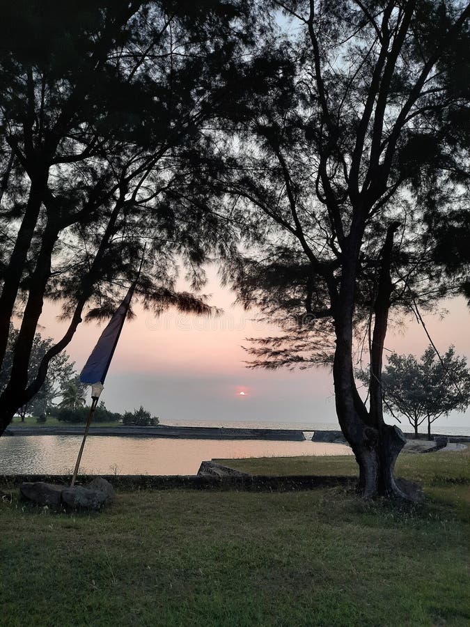 Sunset View in the Beach with Perfect Combination Color Stock Photo ...