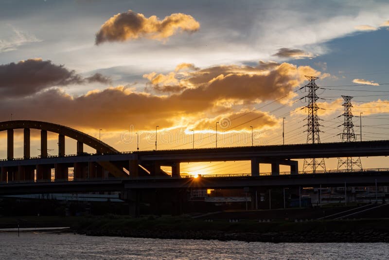 MacArthur Bridge (Belle Isle) at Sunset in Detroit Stock Image - Image ...