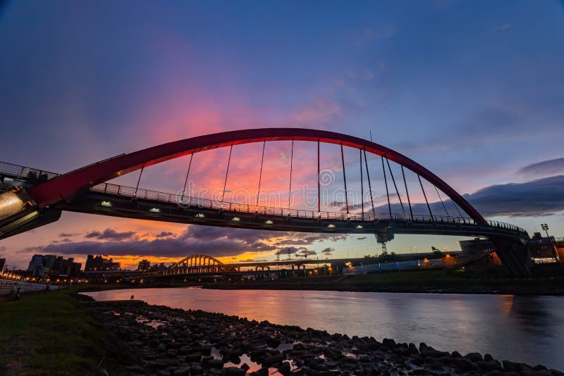 Sunset View of the Beautiful Rainbow Bridge Stock Photo - Image of ...