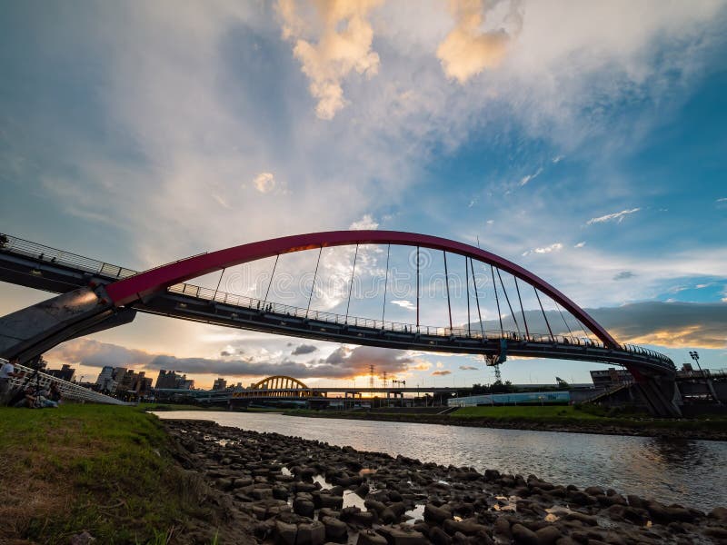 Sunset View of the Beautiful Rainbow Bridge Stock Photo - Image of link ...