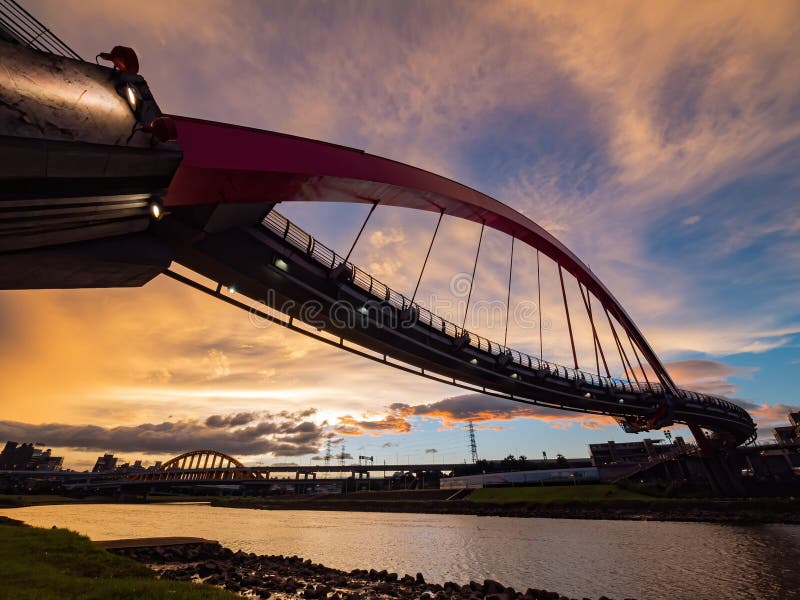 Sunset View of the Beautiful Rainbow Bridge Stock Photo - Image of arch ...