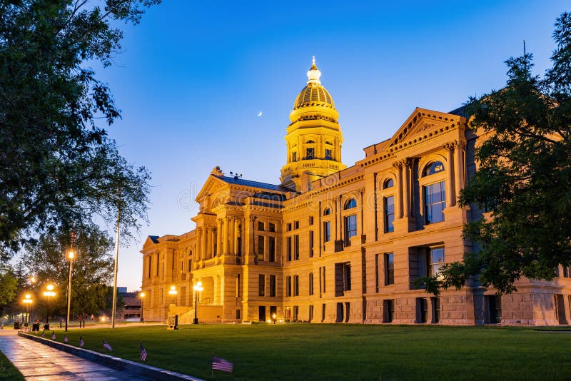 Sunset View of the Beautiful Wyoming State Capitol Building Stock Image ...