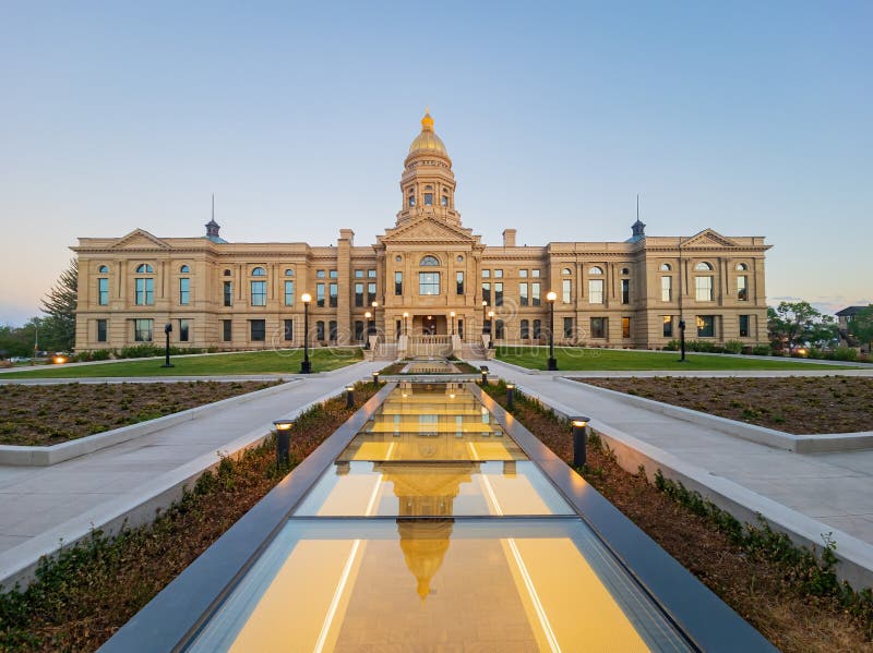 Sunset View of the Beautiful Wyoming State Capitol Building Stock Photo ...