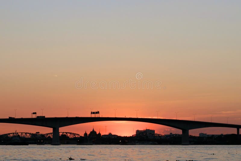 Sunset view of a bridge stock image. Image of horizontal - 29568159