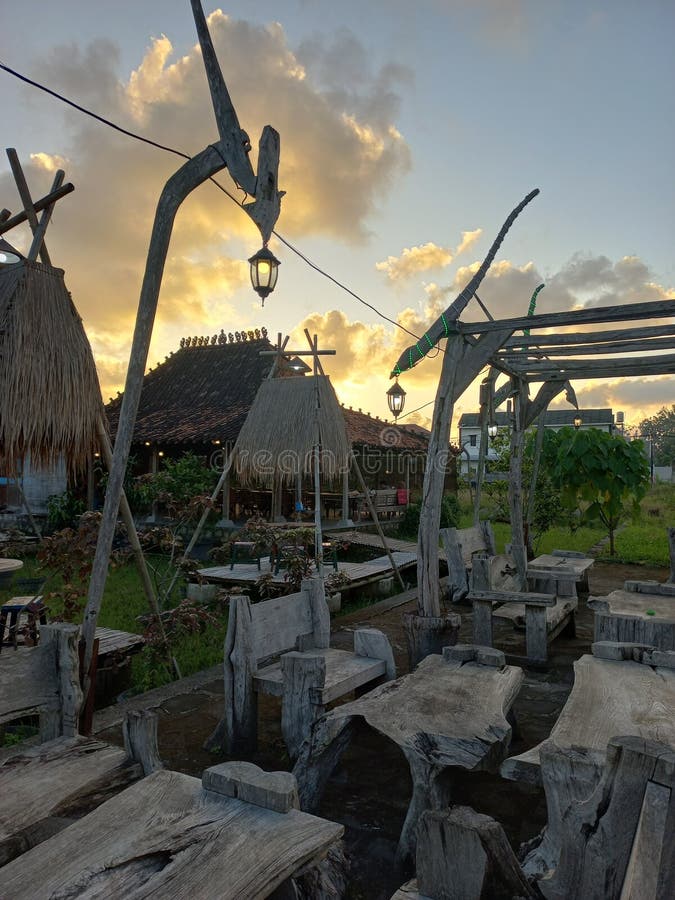 Sunset stock image. Image of sunset, view, cafe, indonesia - 266634283