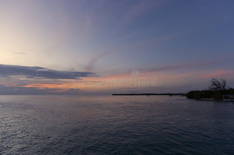Sunset View from Caye Caulker Split before the Storm, Belize Stock ...
