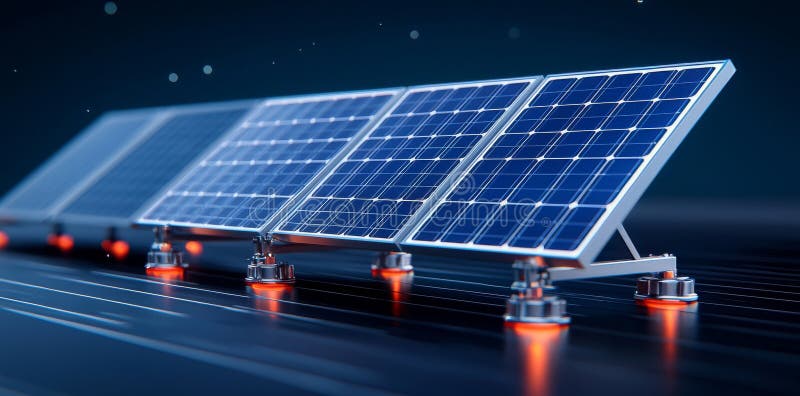 Sunset View of the Cells in a Modern Black Solar Panel, Highlighting ...