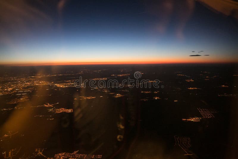 Sunset View of a City from a Plane Stock Photo - Image of freight ...