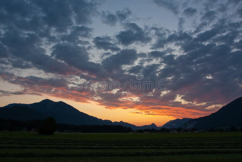 Sunset View with Clouds Over Alps Stock Image - Image of beautiful ...