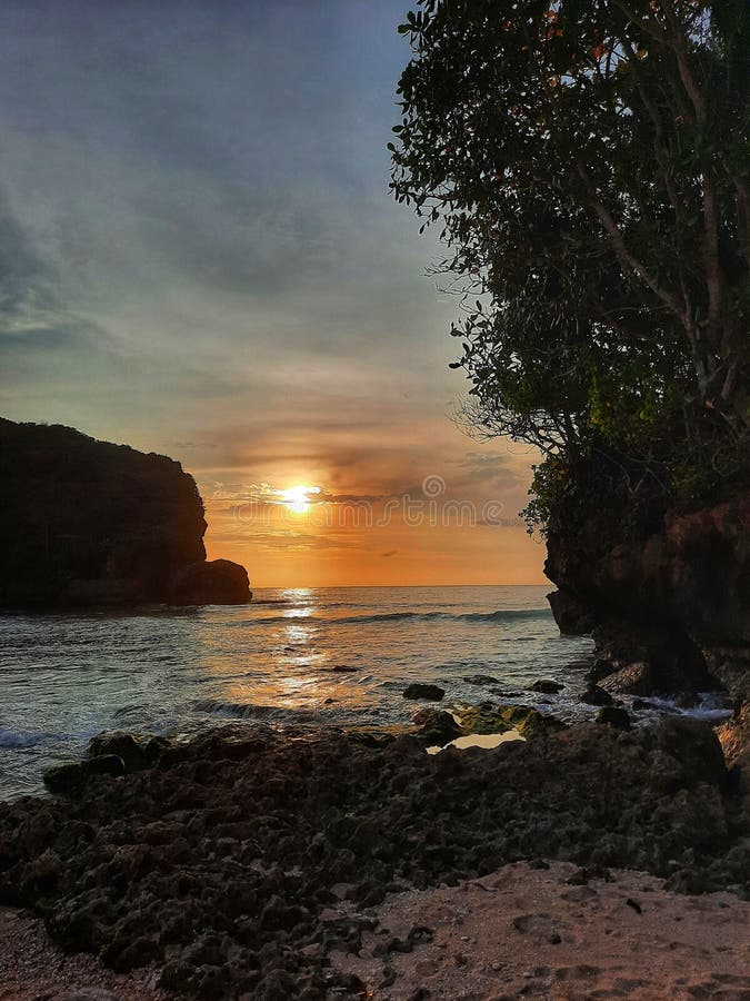 Sunset View on the Coast of East Java, Indonesia Stock Image - Image of ...