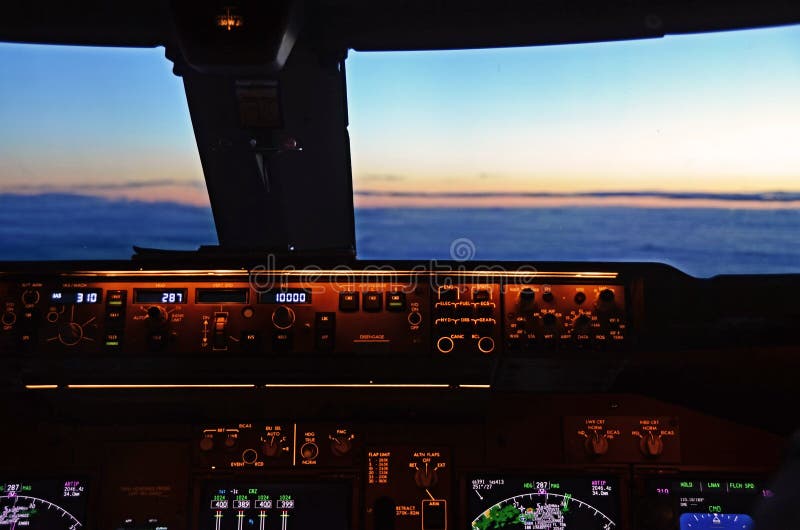 Sunset From The Cockpit Stock Image Image Of Devices 146744669
