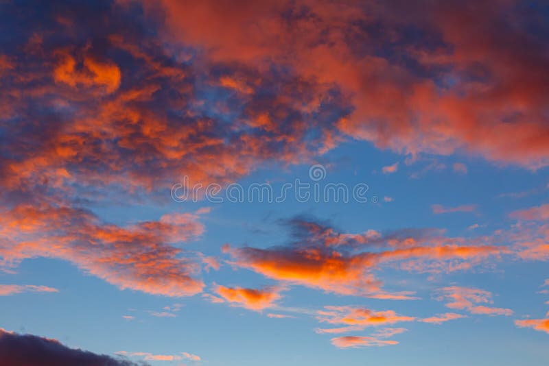 Sunset View with Dark and Bright Red Clouds Stock Image - Image of ...