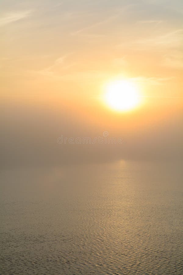 Sunset View from the Deck of a Boat. Horizontal View of a Foggy Stock ...