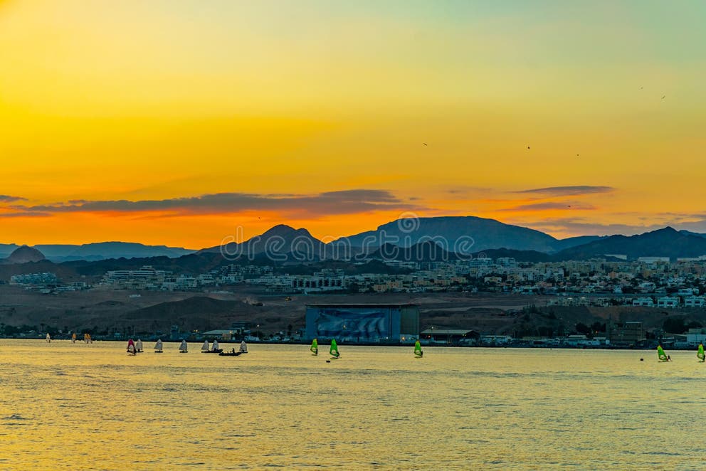 Sunset View of Eilat in Israel Stock Photo - Image of vacation ...