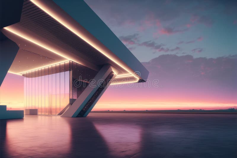 Sunset View of Empty Balcony Floor on Corridor of Modern Building ...