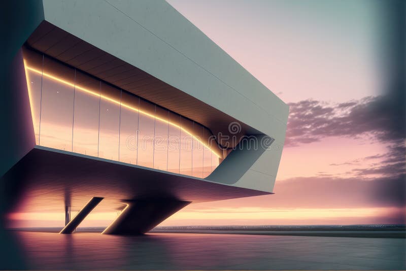Sunset View of Empty Balcony Floor on Corridor of Modern Building ...