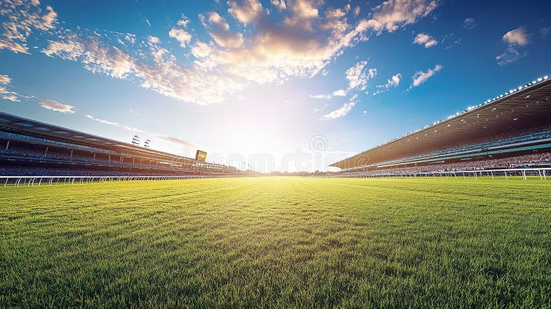 Sunset View of Empty Horse Race Track Stadium Stock Image - Image of ...