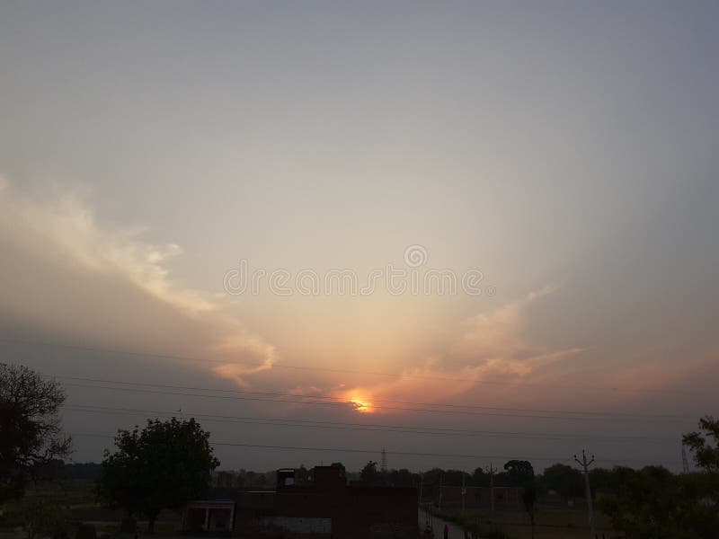 Sunset View in Evening Colourful Sky Stock Photo - Image of view ...