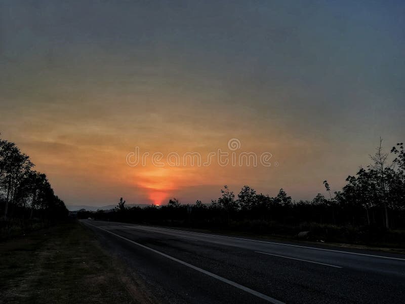 Sunset view stock image. Image of sunset, view, highway - 111765947