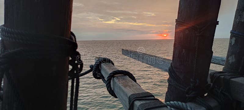 Sunset View from Fishing Activities Stock Photo - Image of beach, dusk ...