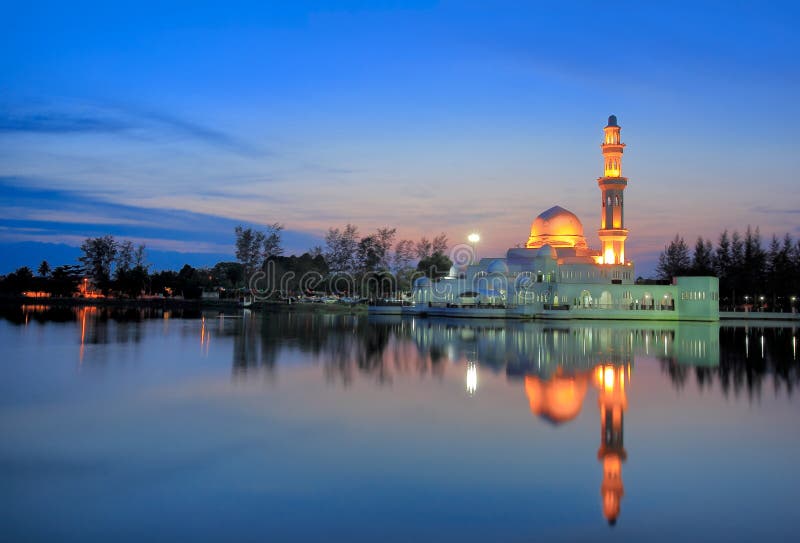 Sunset View of Floating Mosque Stock Image - Image of clear, asia: 31541469