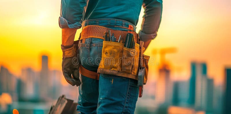 A Sunset View of a High-rise Construction Site, Focusing on a ...