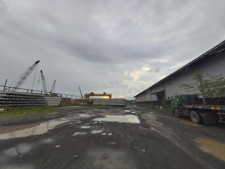 Sunset View with Hoise Crane in Front of it Stock Image - Image of ...