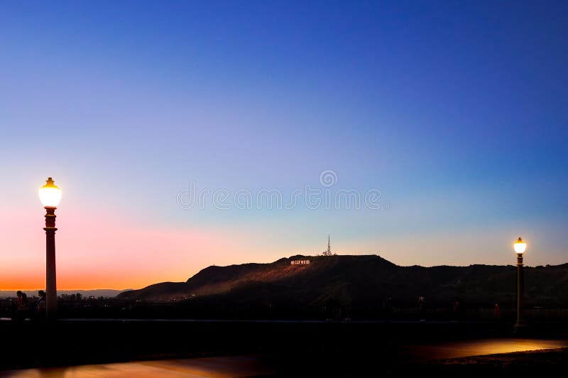 Sunset View of Hollywood Sign from Griffith Observatory Editorial ...