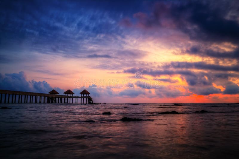 Sunset view with jetty stock image. Image of blue, shutter - 37695869