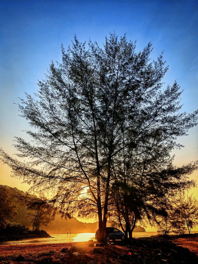 A Sunset View at a Kuala Kertih Beach. Stock Image - Image of ...