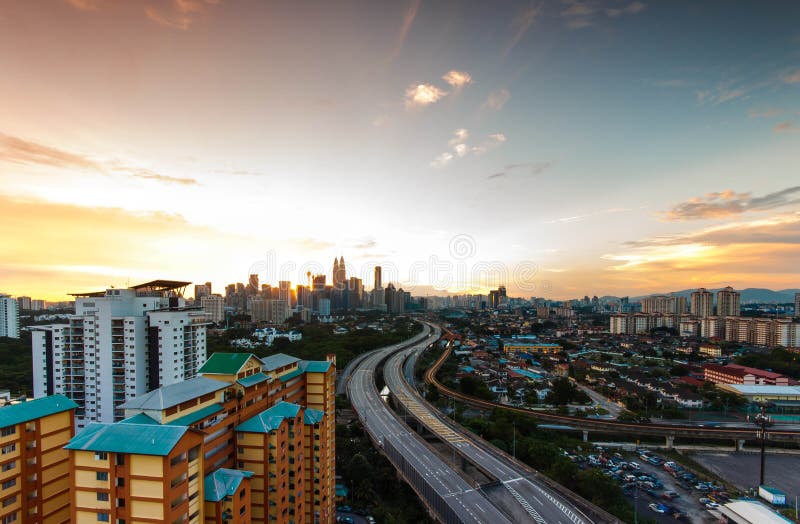 Sunset View of Kuala Lumpur City. Stock Image - Image of light, kuala ...