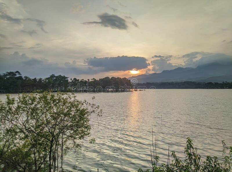 Sunset View on the Lake Seloromo Gembong Pati Stock Photo - Image of ...