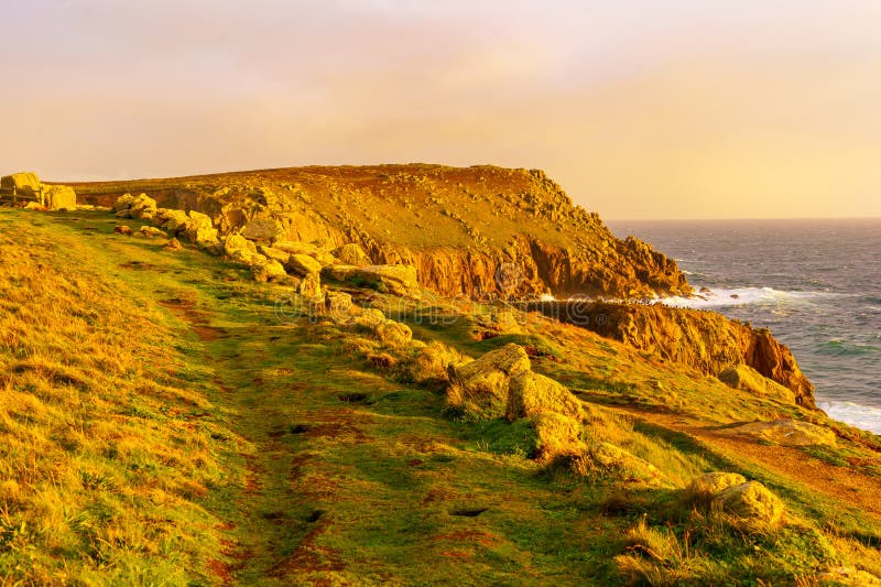 Lands End coastline stock photo. Image of waves, england - 96936072