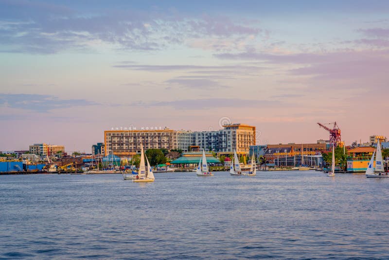 Sunset View of Locust Point, in Baltimore, Maryland Editorial Image ...