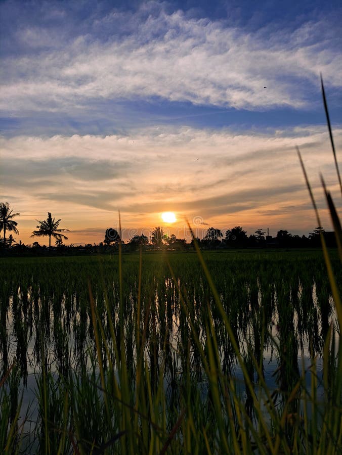 Sunset view at lombok stock image. Image of indonesia - 211836425