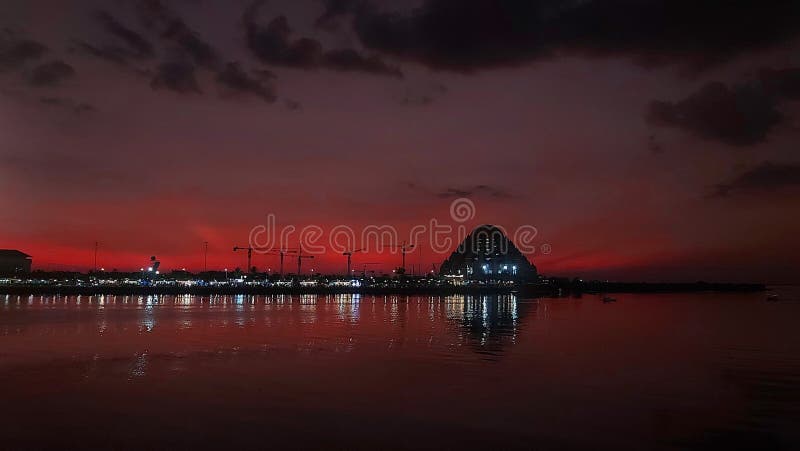 Sunset View from Losari Beach Stock Image - Image of losari, view ...