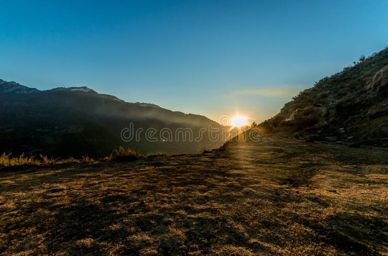 Sunset View from Manu Rishi Temple in Himachal Stock Photo - Image of ...