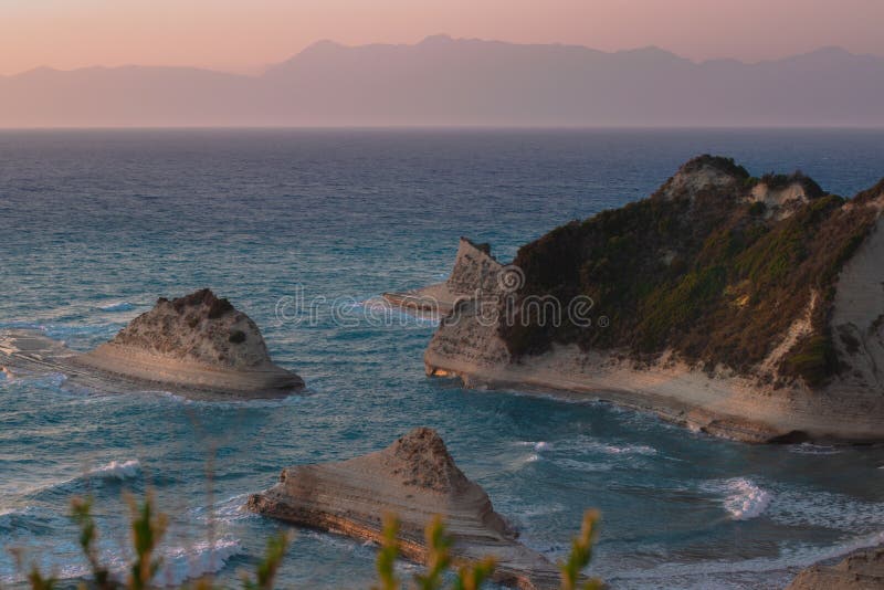 Sunset View on the Mediterranean Sea, with Rocks Stock Photo - Image of ...