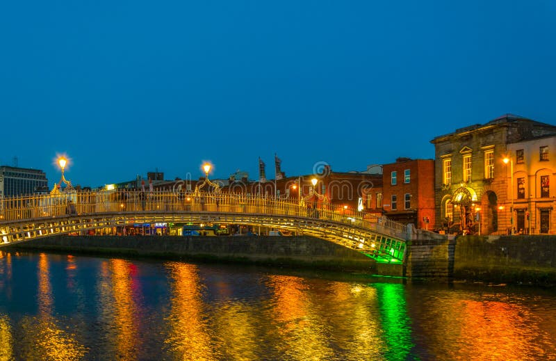 Sunset View of the Millenium Bridge in Dublin, Ireland Editorial Image ...