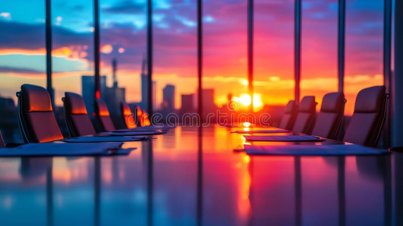 Sleek Conference Room with Reflective Glass Walls and Forest View ...