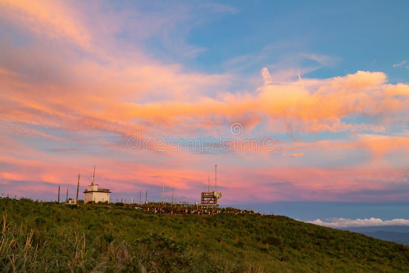 Sunset View of the Mount Datun Air Navigation Station from Datunshan ...